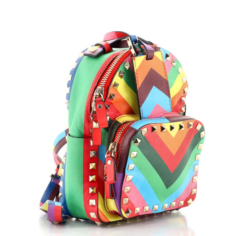 Valentino 1973 Rockstud Backpack Striped Leather Mini at 1stDibs