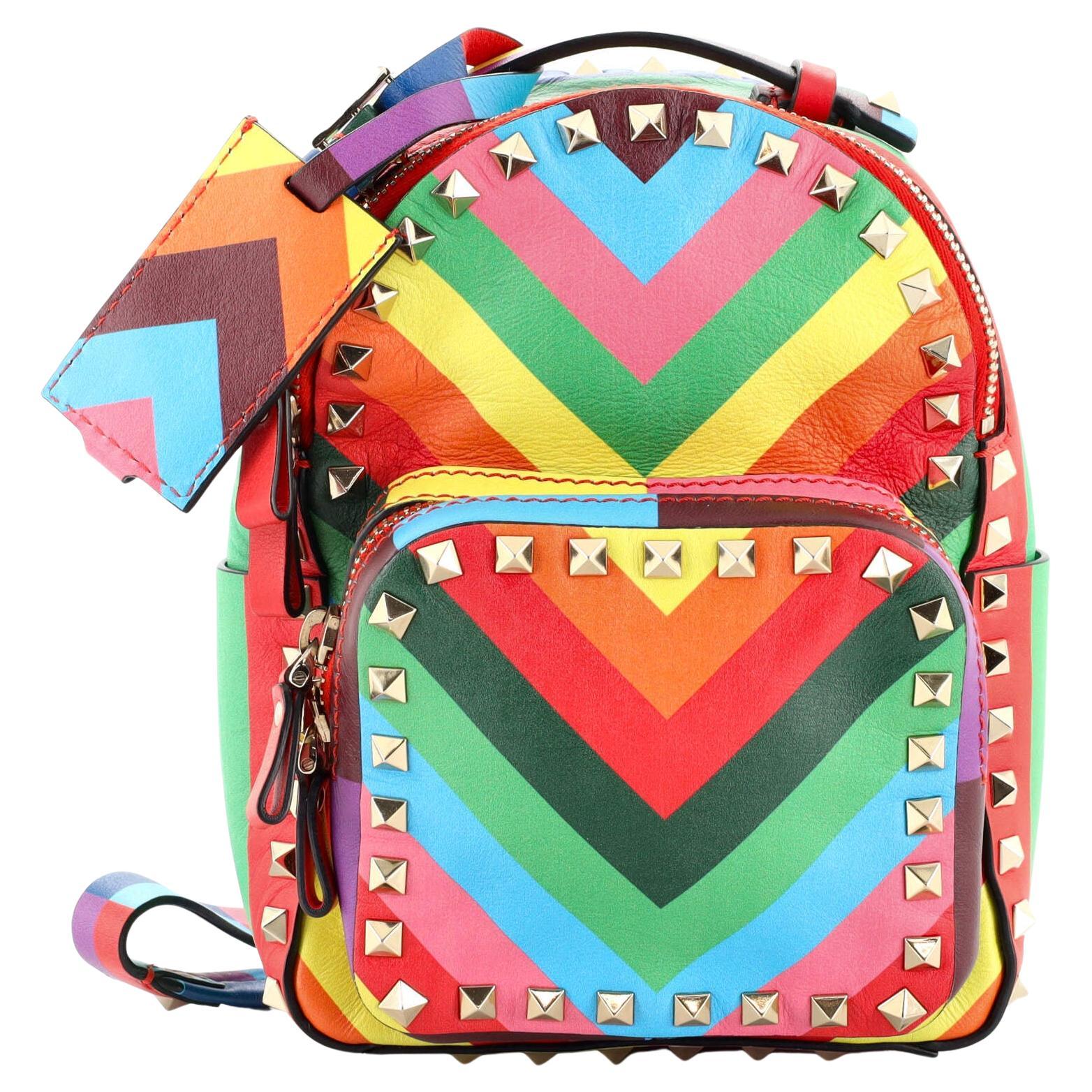 Valentino 1973 Rockstud Backpack Striped Leather Mini at 1stDibs