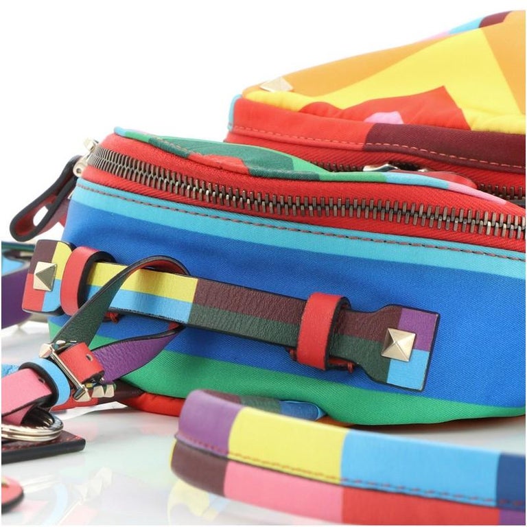 Valentino 1973 Rockstud Backpack Striped Nylon Mini at 1stDibs