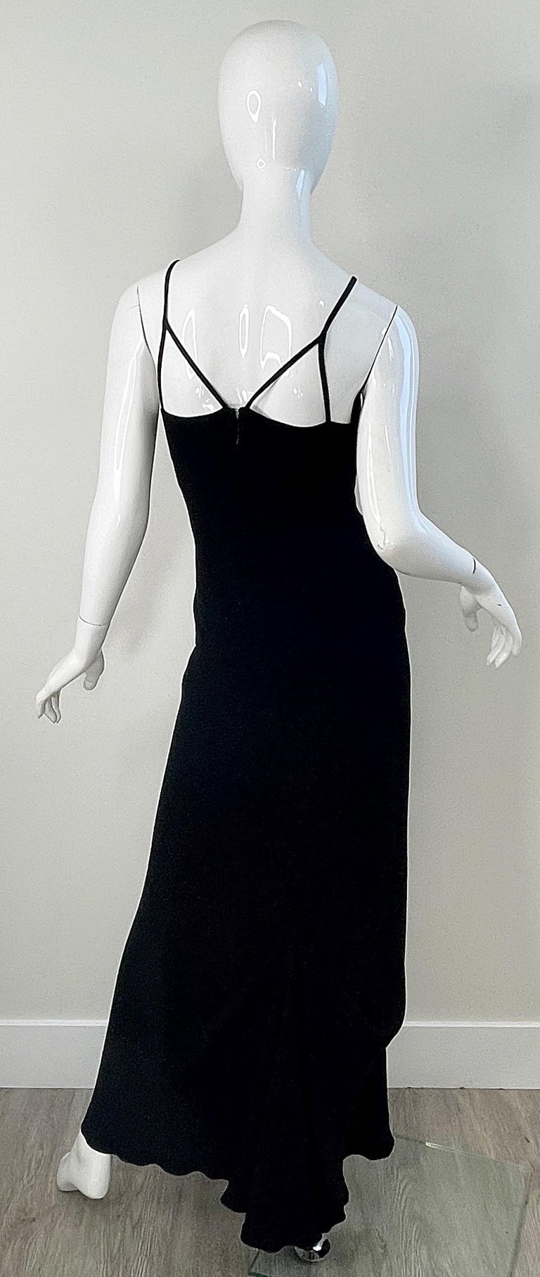 Valentino 2000s Size 6 Black Silk Lace Cut-Out Sequin Evening Gown ...