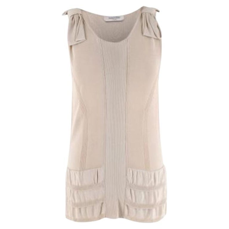Valentino Beige Knit Ruffled Top For Sale at 1stDibs