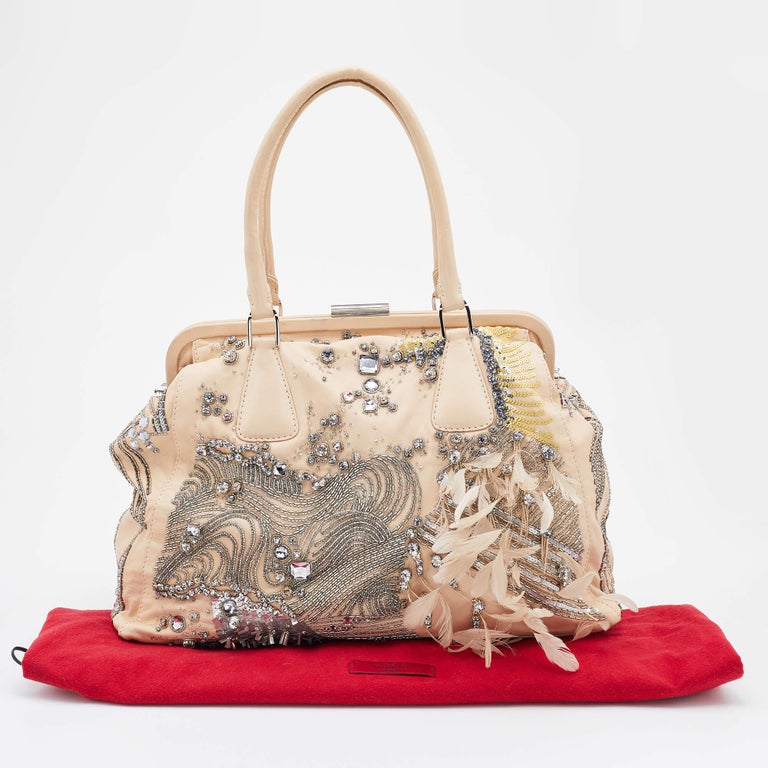 Valentino Beige Leather Embellished Alice Glam Frame Satchel For Sale ...