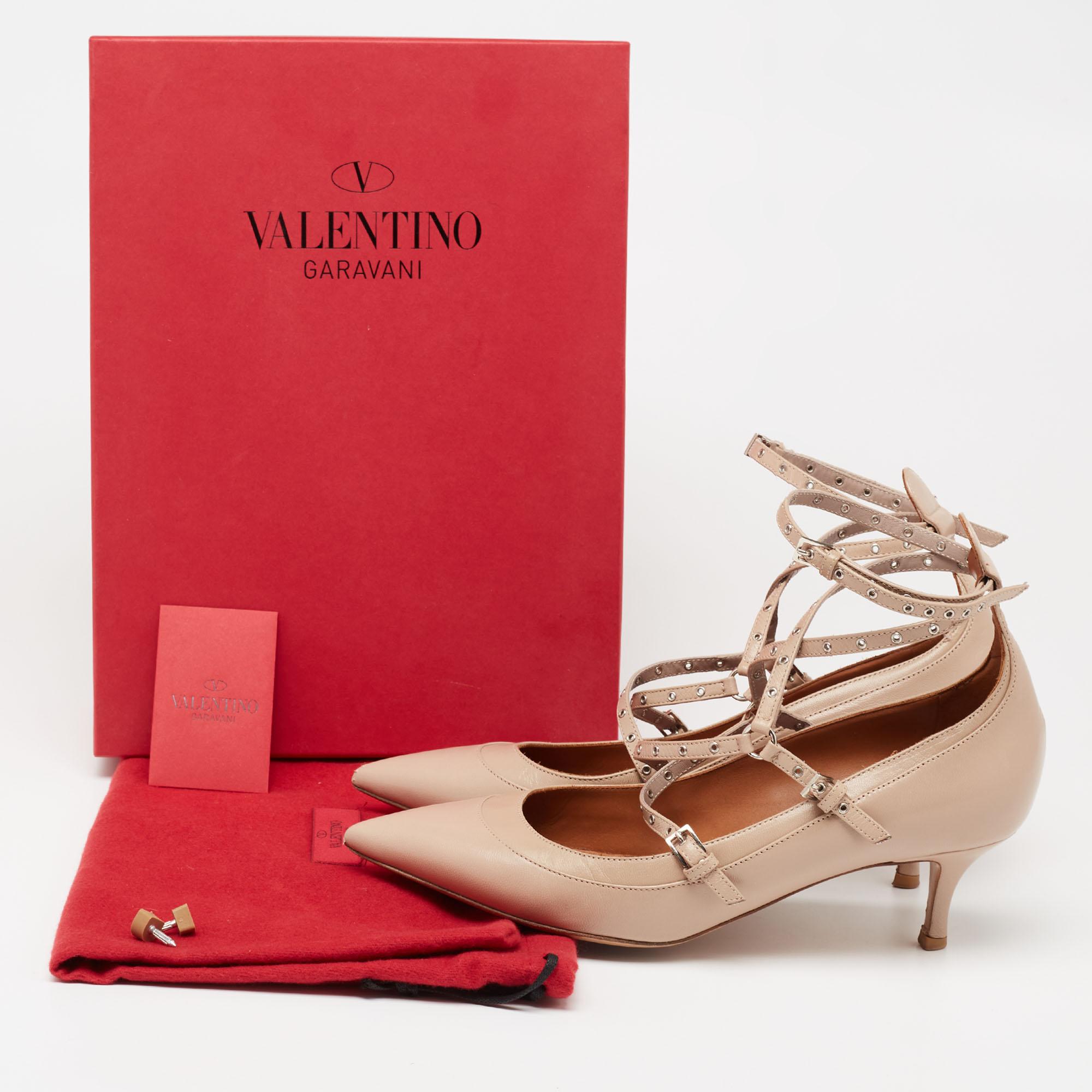 Valentino Beige Leather Eyelet Detail Love Latch Pumps Size 38 For Sale ...