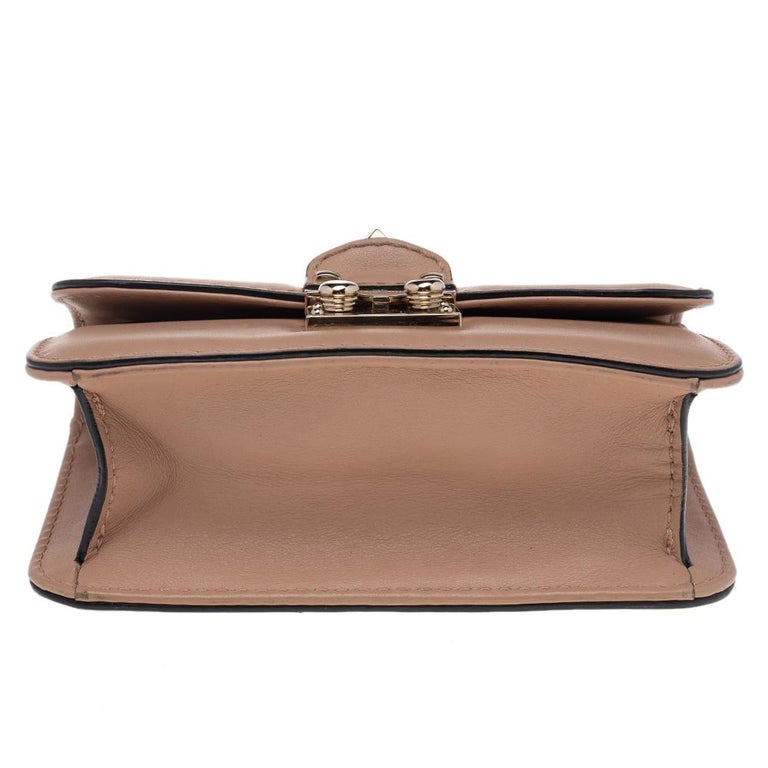 Valentino Beige Leather Mini Rockstud Glam Lock Shoulder Bag at 1stDibs ...