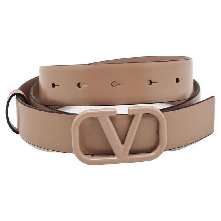 Valentino Beige Leather VLogo Belt 85CM For Sale at 1stDibs