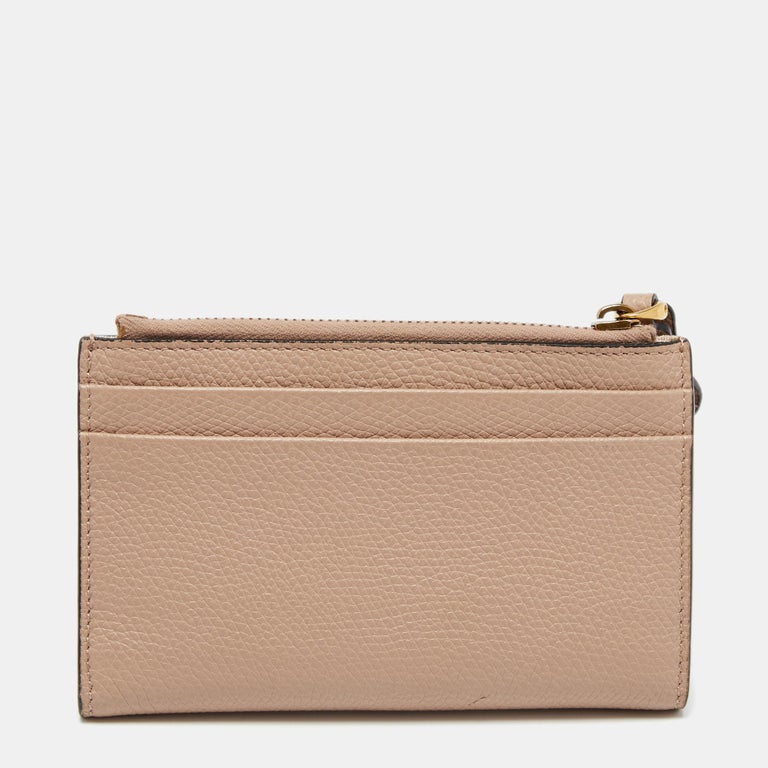 Valentino Beige Leather VLogo Bifold Wallet For Sale at 1stDibs