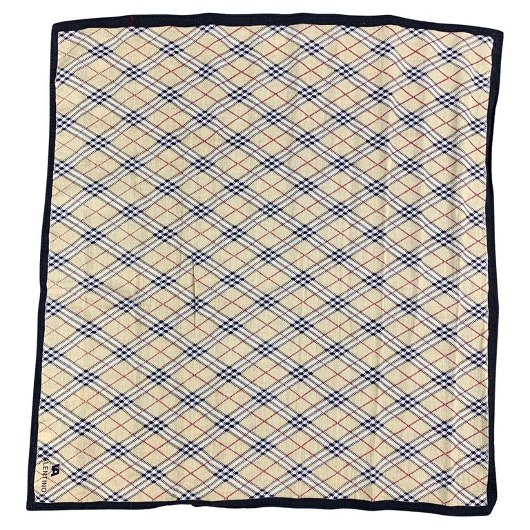 VALENTINO Beige Plaid Cotton Pocket Square For Sale at 1stDibs
