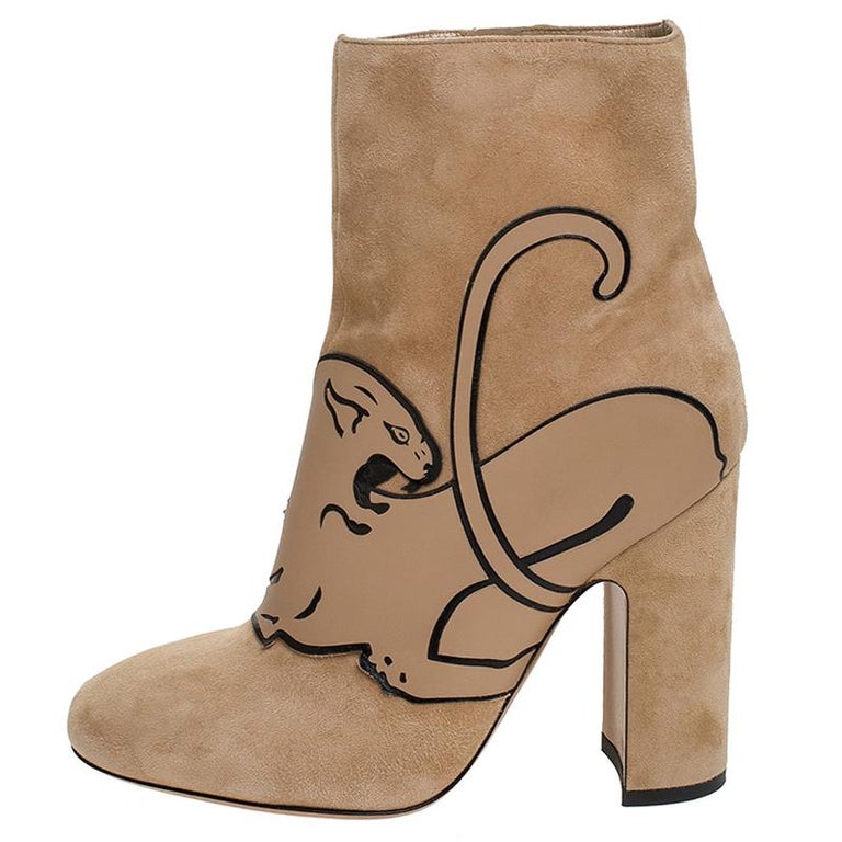 Valentino Beige Suede Panther Ankle Boots Size 36 at 1stDibs ...