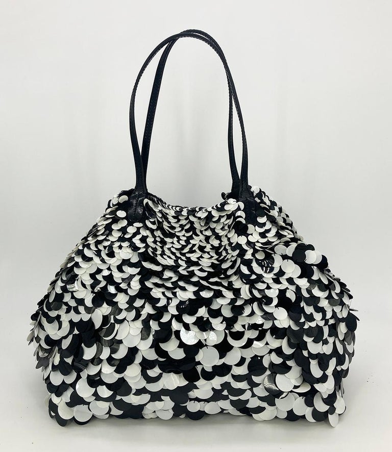 Valentino Black and White Paillette Sequin Tote For Sale at 1stDibs