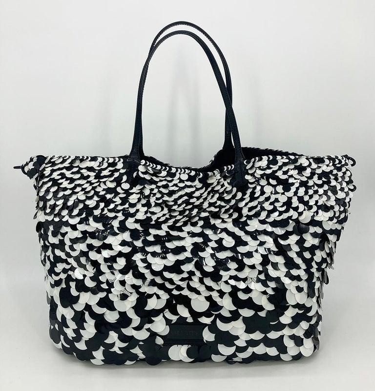 Valentino Black and White Paillette Sequin Tote For Sale at 1stDibs