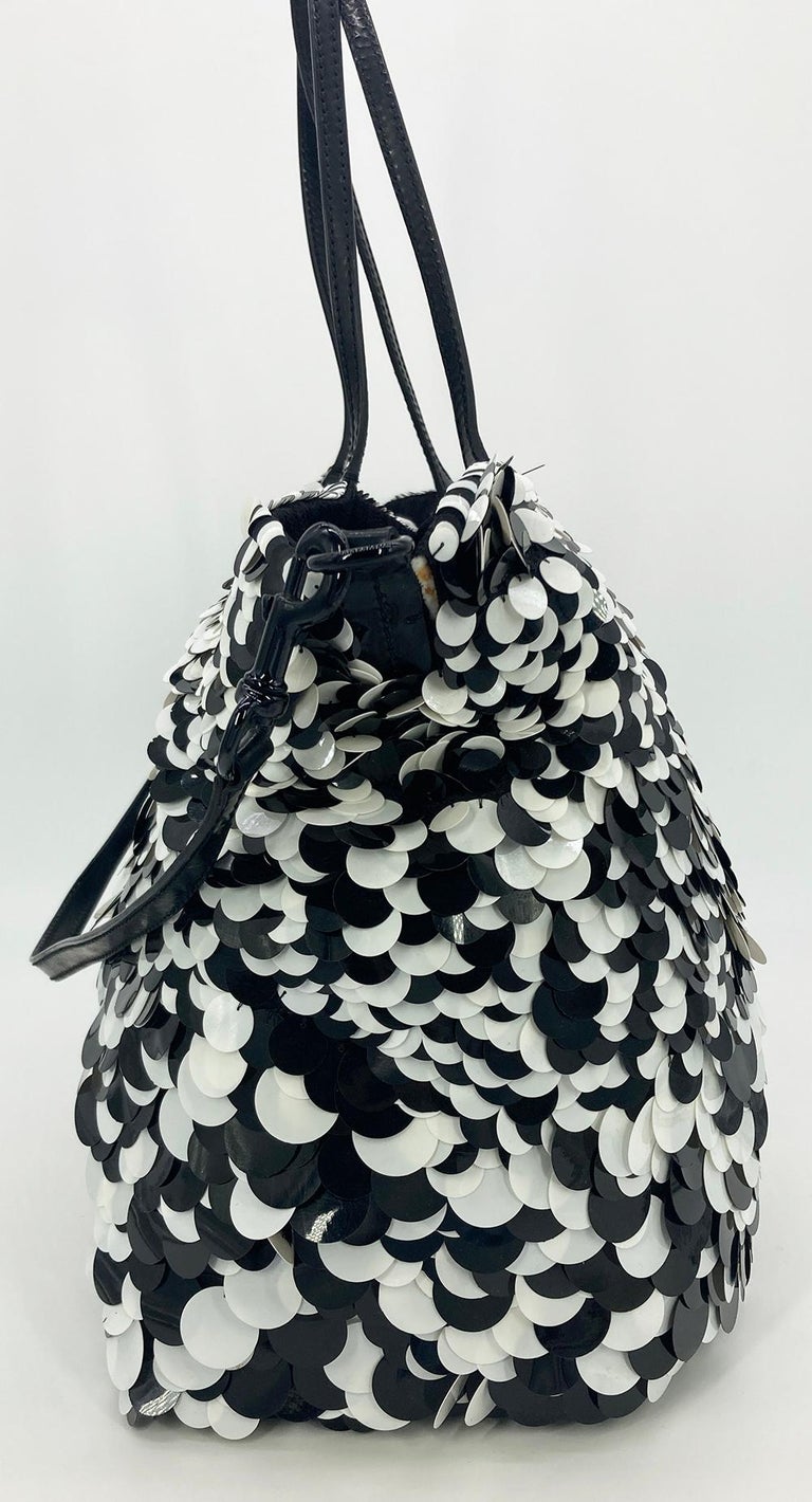 Valentino Black and White Paillette Sequin Tote For Sale at 1stDibs