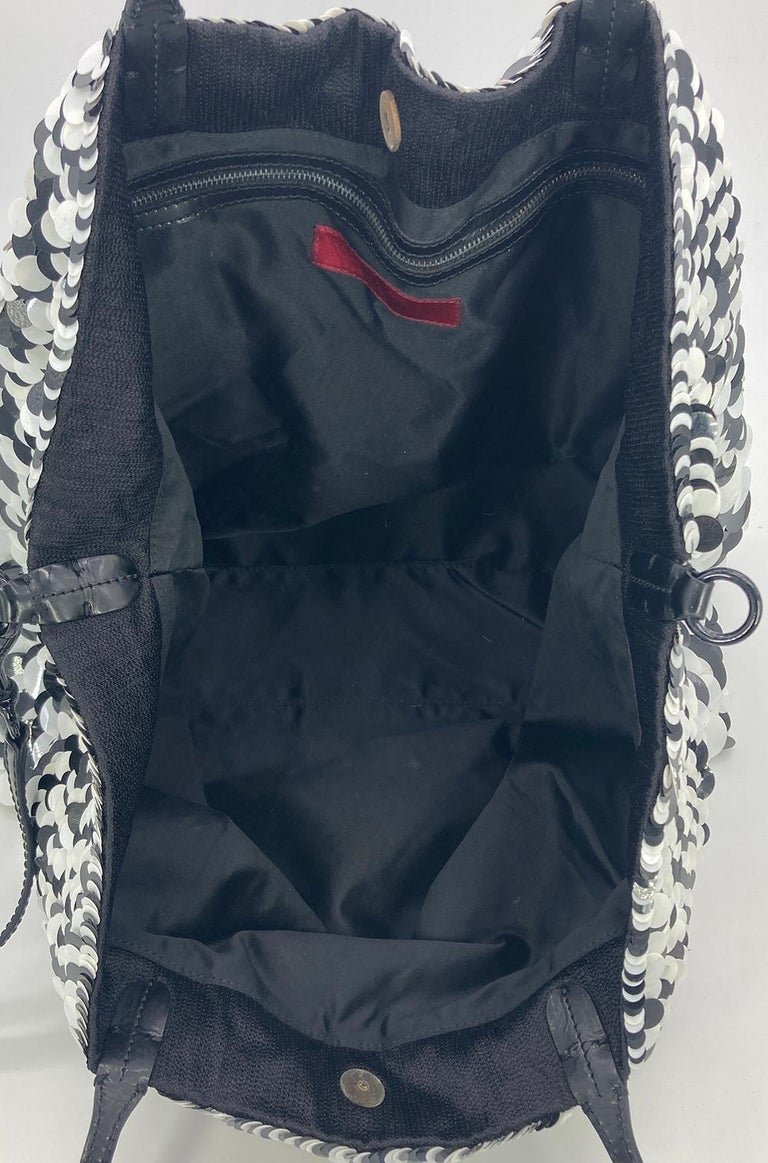 Valentino Black and White Paillette Sequin Tote For Sale at 1stDibs