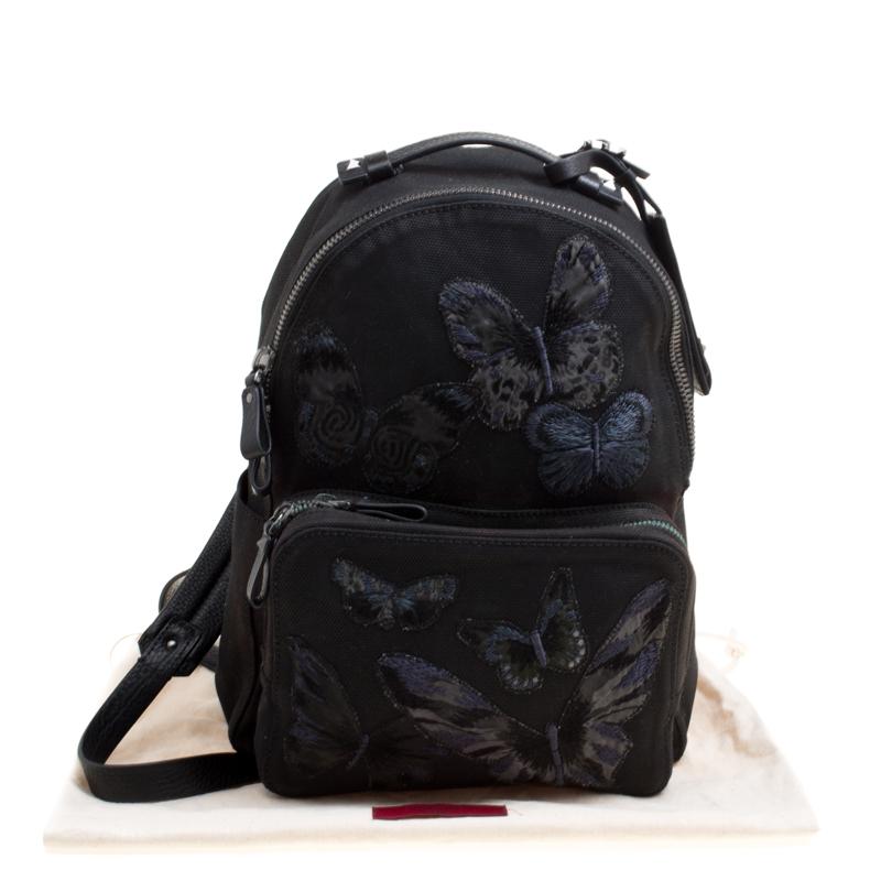 Valentino Black Canvas Embroidered Butterfly Backpack at 1stDibs ...