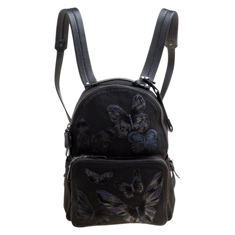 Valentino Black Canvas Embroidered Butterfly Backpack at 1stDibs ...
