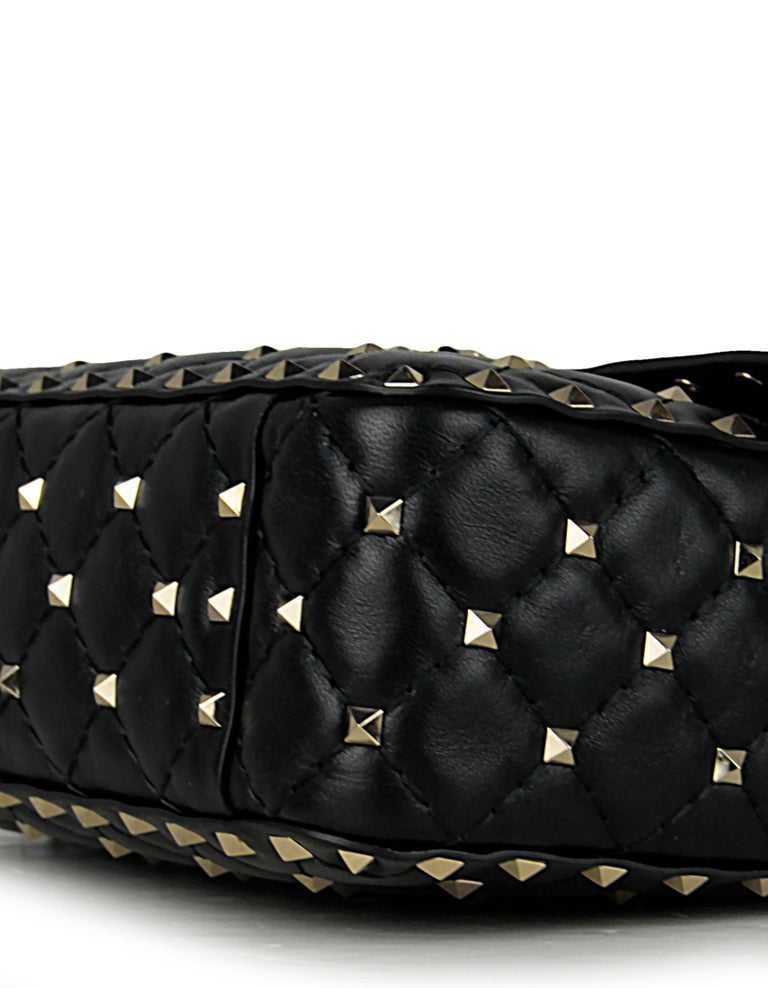 Valentino Black/Gold Lambskin Medium Rockstud Spike Shoulder Bag For ...