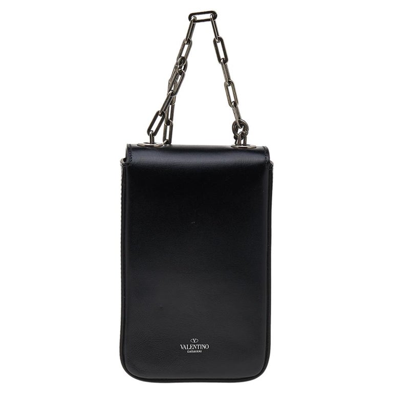 Valentino Black Leather Mini Diamond Maison Snake Shoulder Bag at 1stDibs