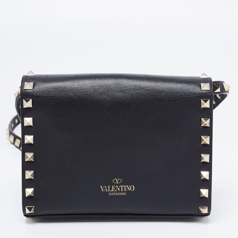 Valentino Black Leather Mini Rockstud Crossbody Bag For Sale at 1stDibs