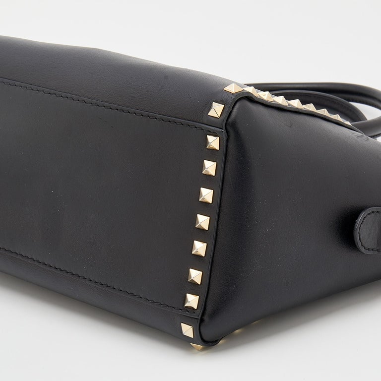 Valentino Black Leather Rockstud Shoulder Bag For Sale at 1stDibs