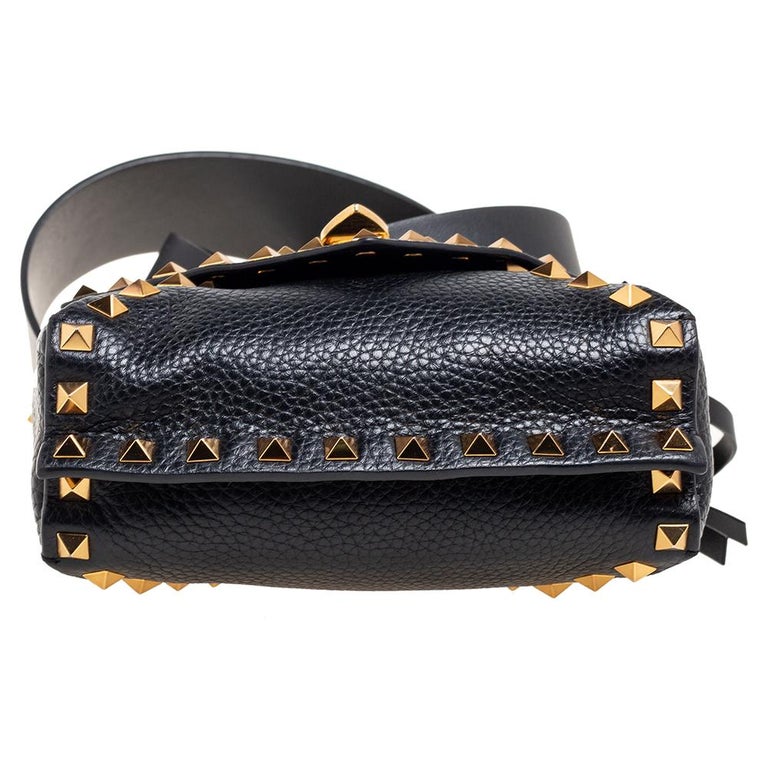 Valentino Black Leather Small Rockstud Hype Shoulder Bag at 1stDibs