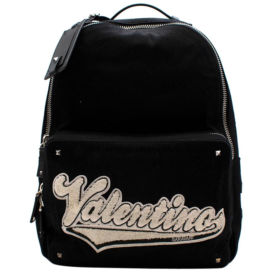 Valentino Solid Black Rockstud Nylon Backpack For Sale at 1stDibs