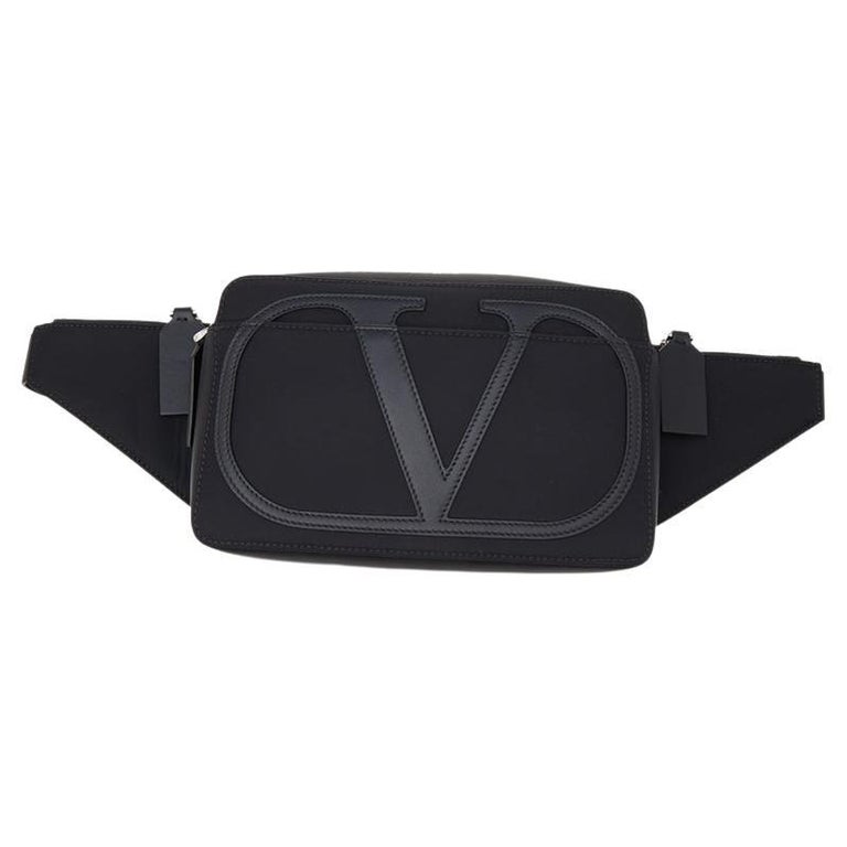 Valentino Black Nylon And Leather V Logo Signature Belt Bag at 1stDibs