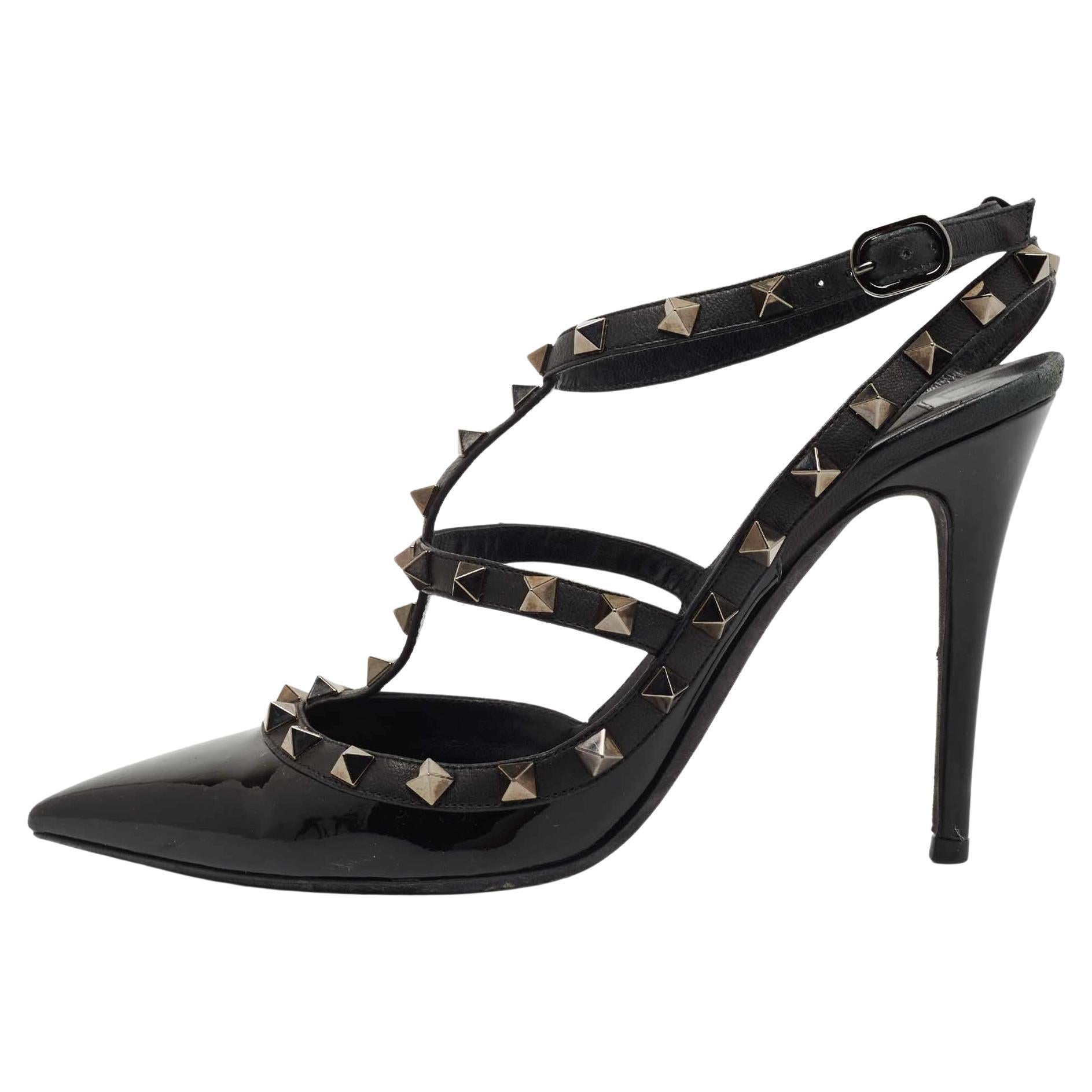 Valentino Black Patent and Leather Rockstud Caged Pumps Size 39 at 1stDibs