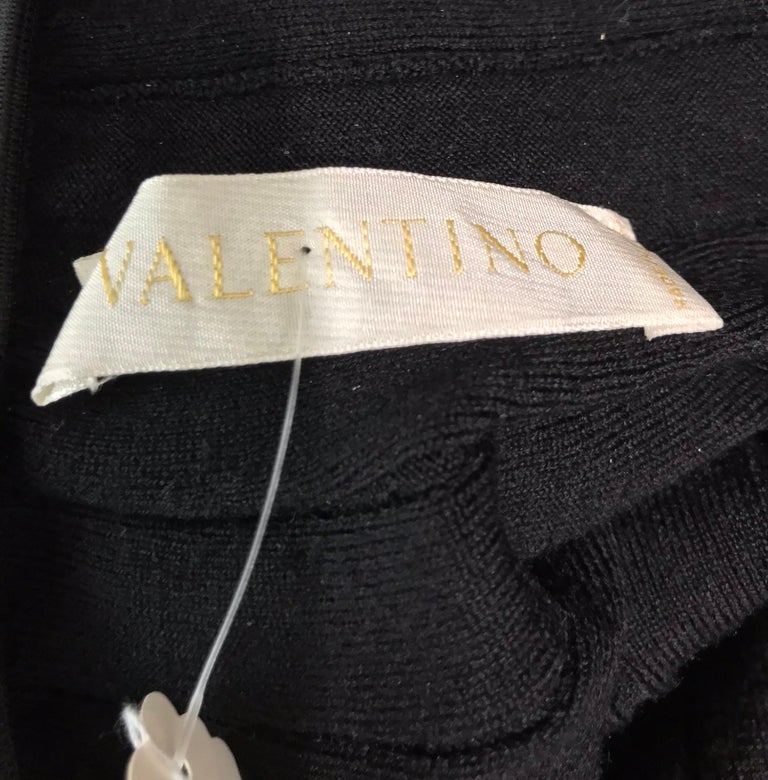 Valentino Black Ruffle Yoke Turtleneck Sweater at 1stDibs