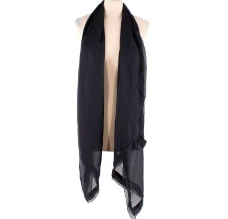 Valentino Black Silk Chiffon Sheer Scarf For Sale at 1stDibs
