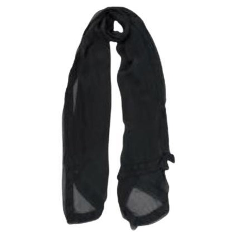 Valentino Black Silk Chiffon Sheer Scarf For Sale at 1stDibs