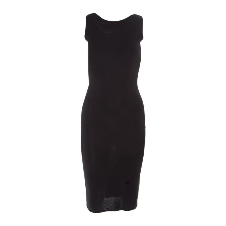 Valentino Black Stretch Knit Sleeveless Lace Insert Bodycon Dress M For