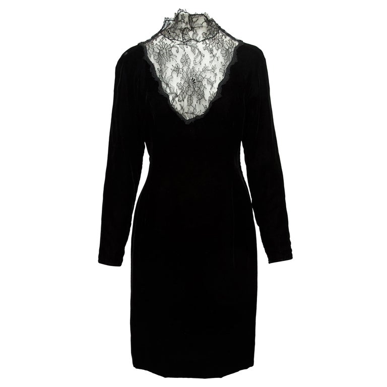 Valentino Black Velvet and Lace Dress at 1stDibs