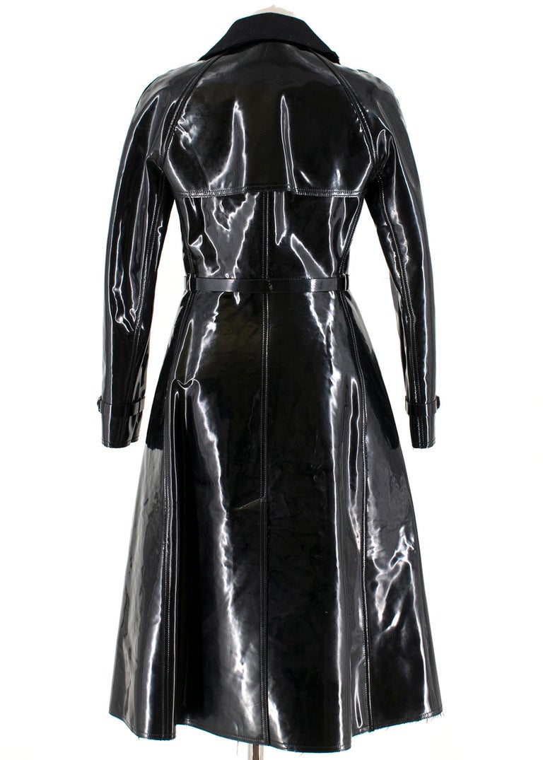 Valentino Black Vinyl Trench Coat - Size US 4 For Sale at 1stDibs ...