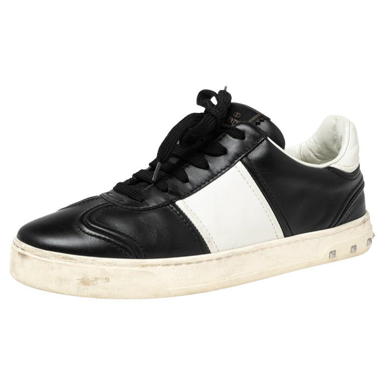 Valentino Black/White Leather Fly Crew Low Top Sneakers Size 37 For ...