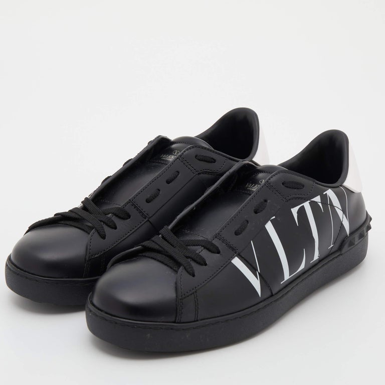 Valentino Black/White Leather VLTN Rockstud Low Top Sneakers Size 43.5 ...