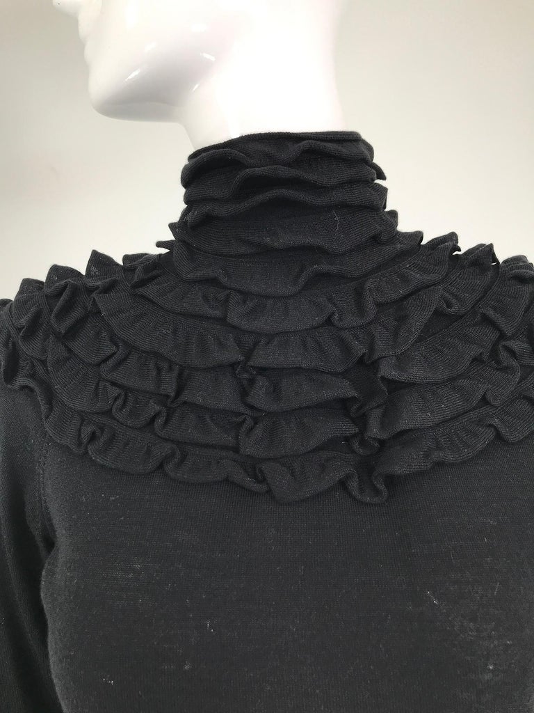 Valentino Black Wool Silk Cashmere Knit Shirred Turtle Neck Pull On ...