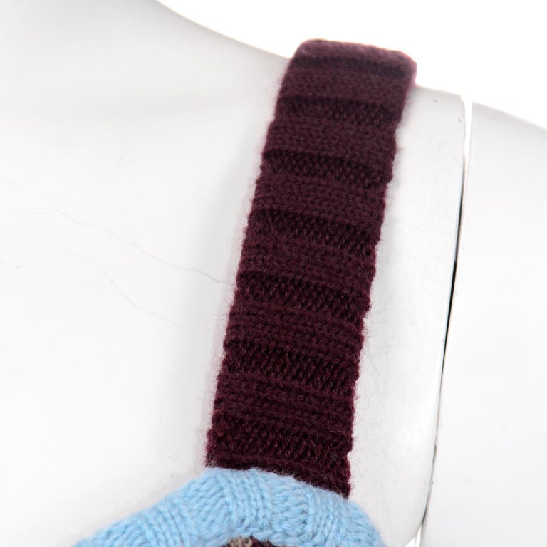 Valentino Blue Brown Pink Fair Isle Knit Bralette Crop Top Deadstock ...