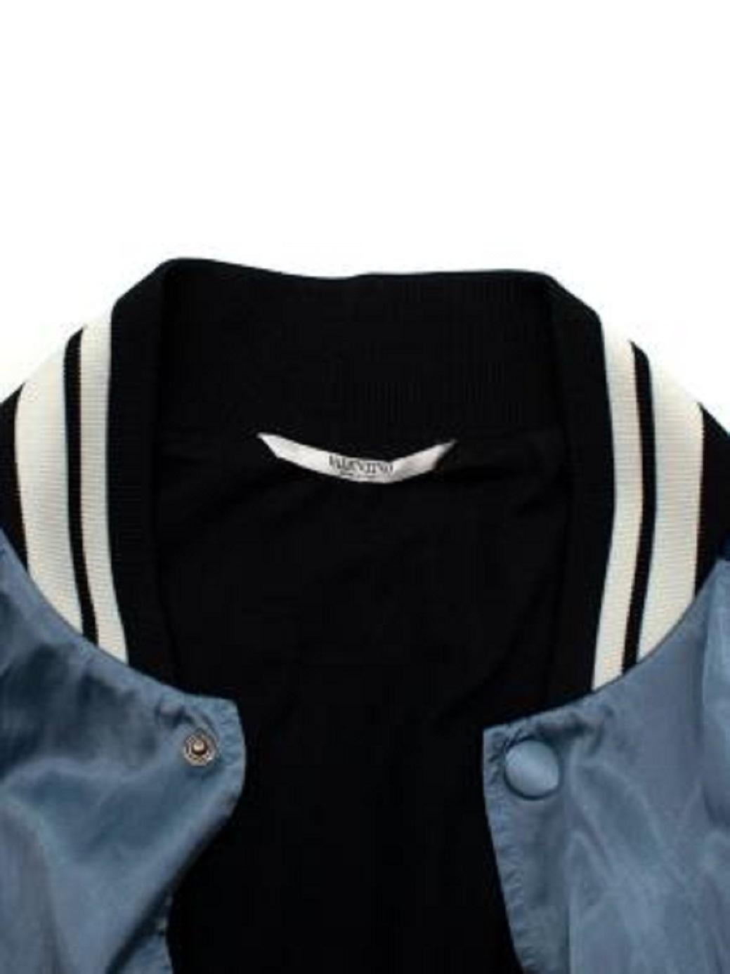 Valentino Blue Butterfly Satin Bomber Jacket For Sale at 1stDibs