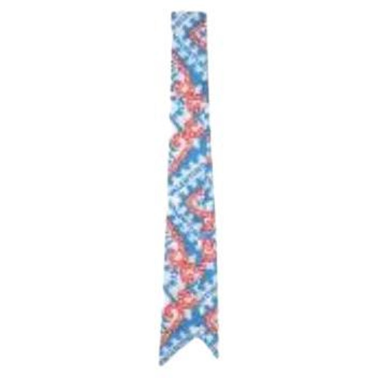 Valentino Blue, orange and white logo silk twill bandeau scarf For Sale ...