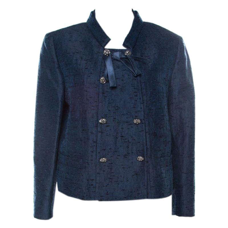 Valentino Black Pure Silk Chiffon Evening Jacket with Beadwork For Sale ...