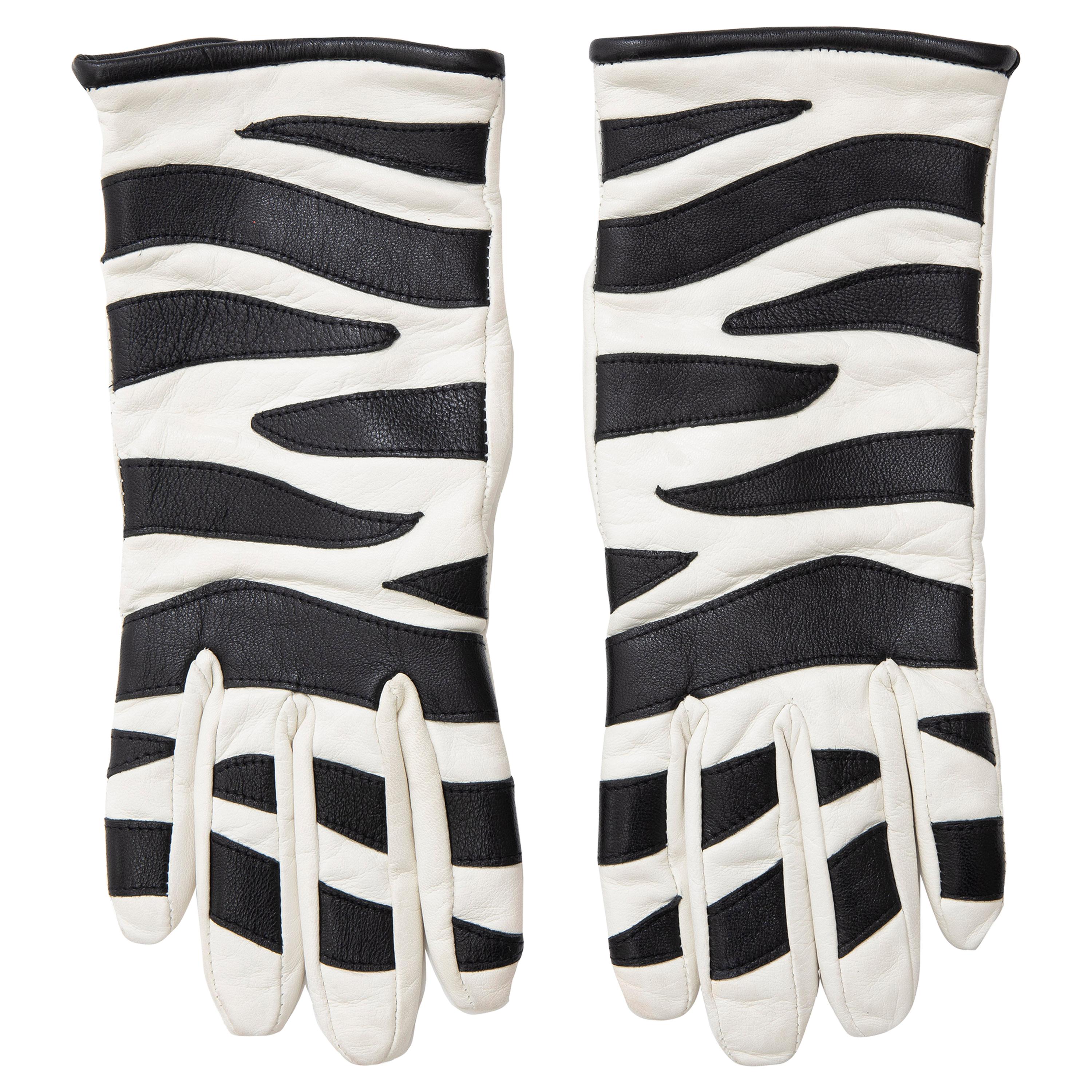 Valentino Boutique Chamois Zebra-Motif Cashmere Lined Gloves, Spring ...
