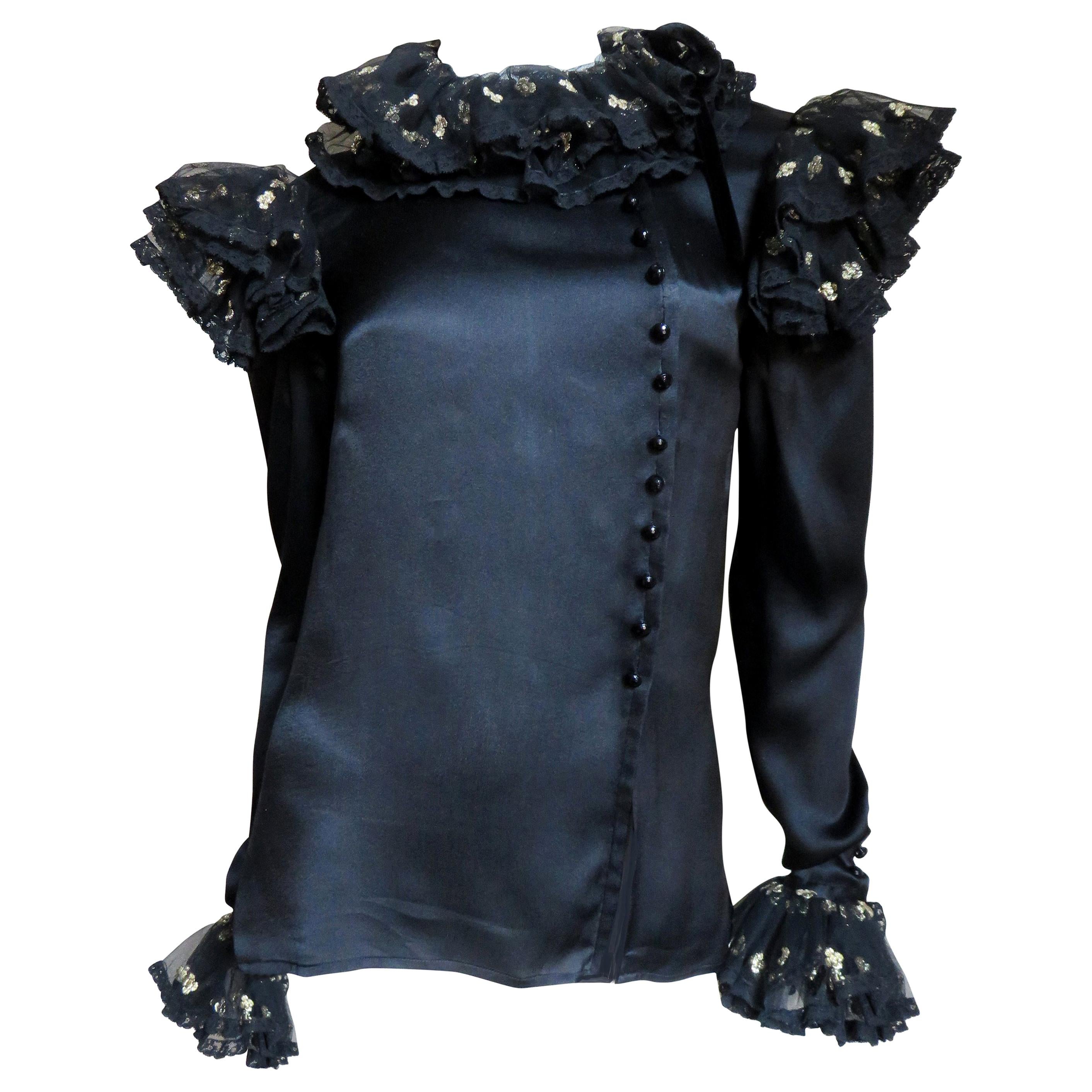 Valentino Boutique Vintage Logo Blouse Silk 1970s Italy at 1stDibs ...