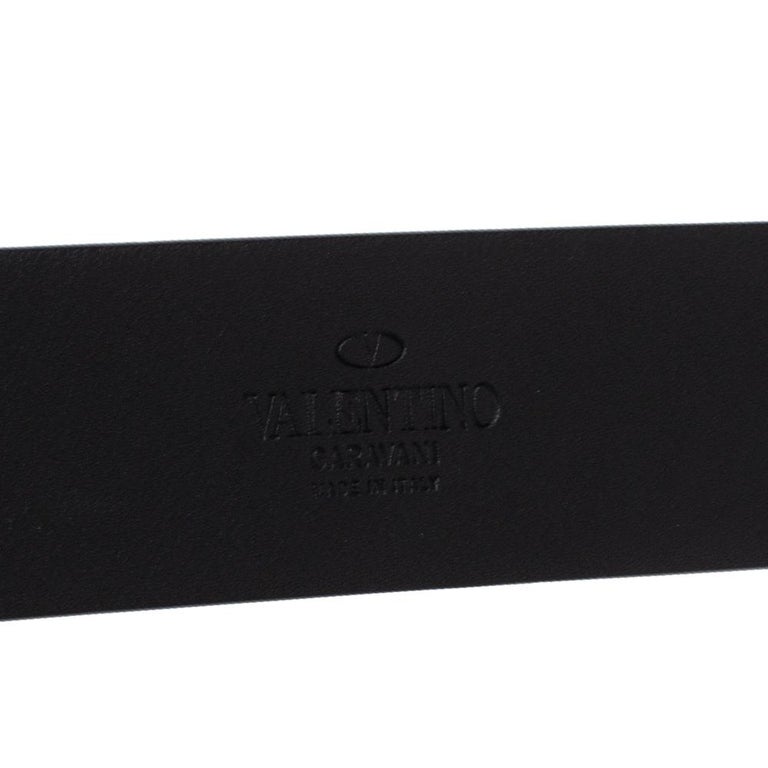Valentino Brown Leather V Logo Belt Size 80 CM at 1stDibs