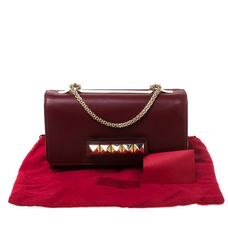 Valentino Burgundy Leather Medium Va Va Voom Chain Shoulder Bag at 1stDibs
