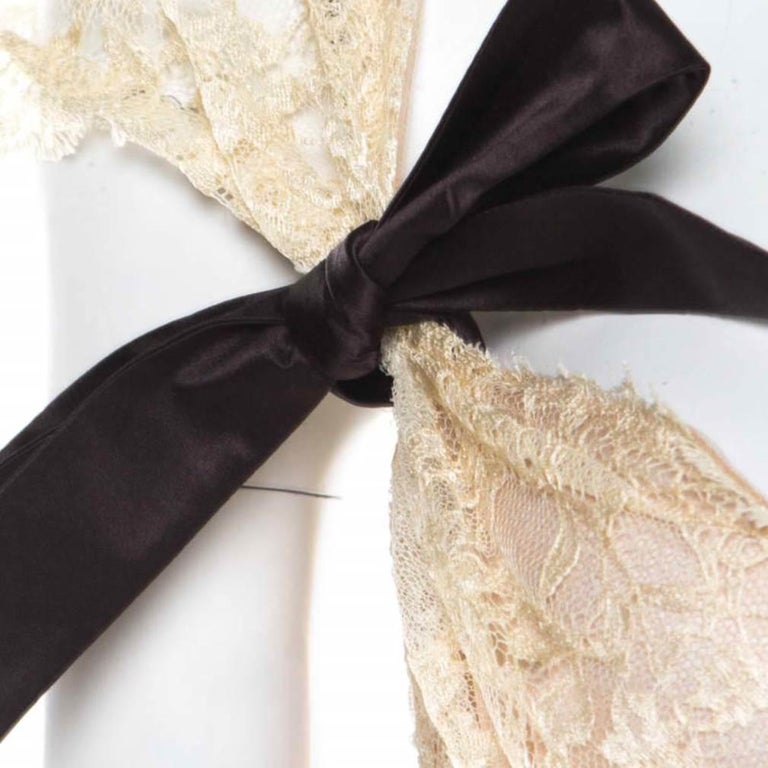 Valentino Buttercream Crepe Bow Detail Lace Babydoll Top L For Sale at ...