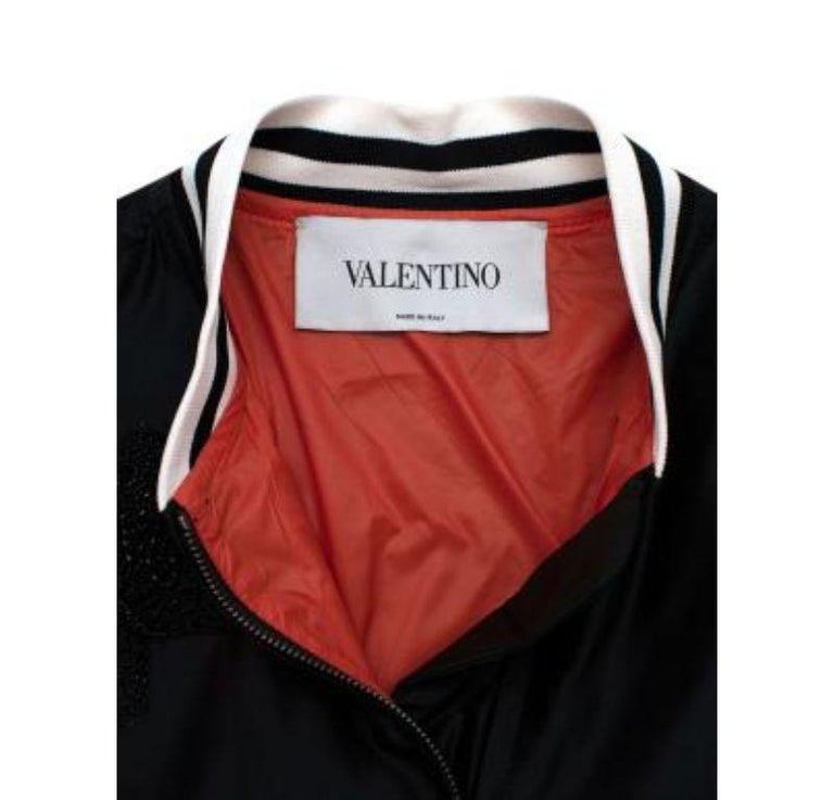 Valentino Butterfly Embroidered Silk Black Bomber Jacket For Sale at ...