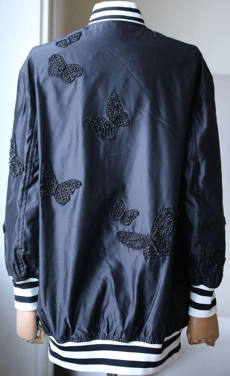 Valentino Butterfly Embroidered Silk Bomber Jacket For Sale at 1stDibs ...