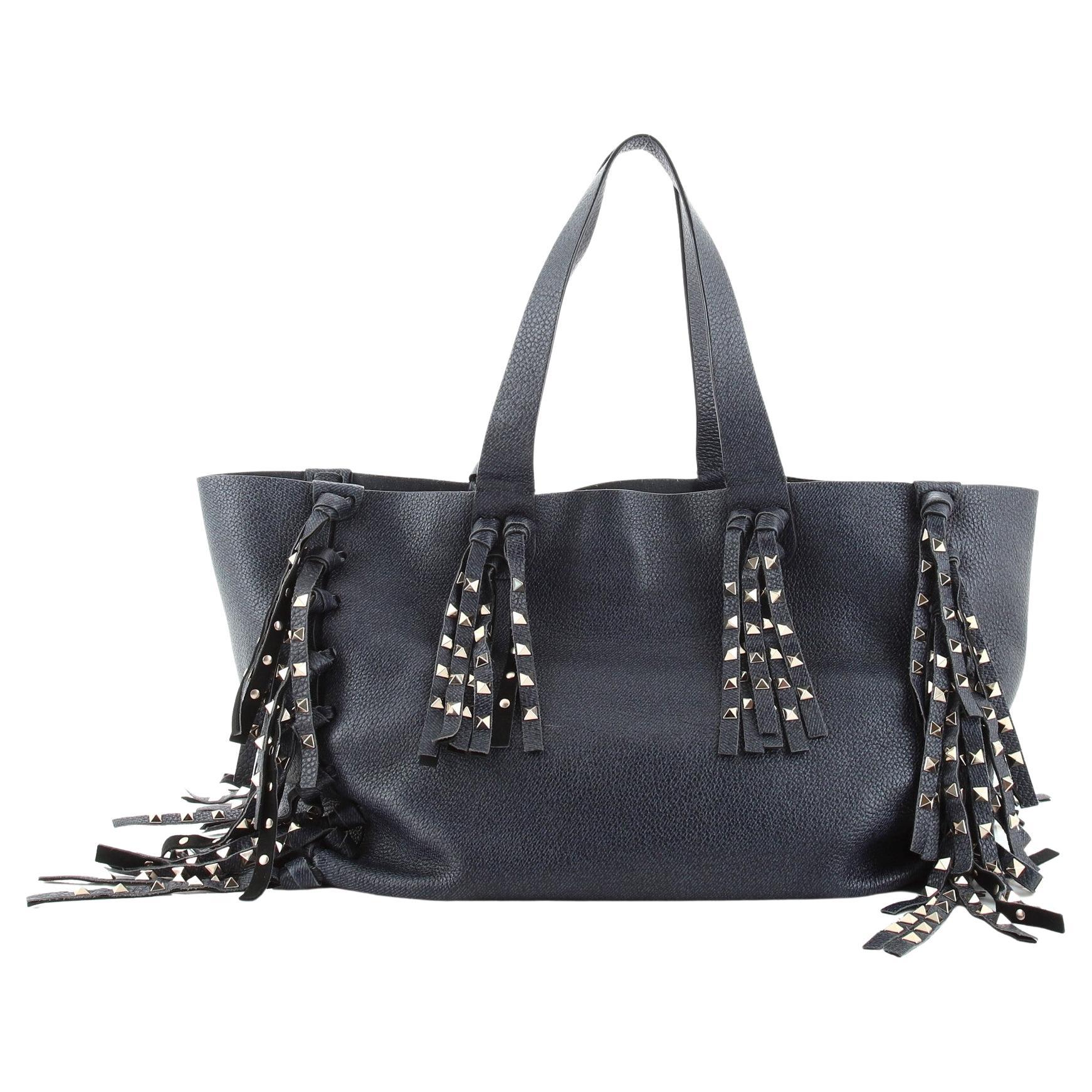 Valentino Garavani Rockstud Mini Vitello Black Leather Tote Shoulder ...
