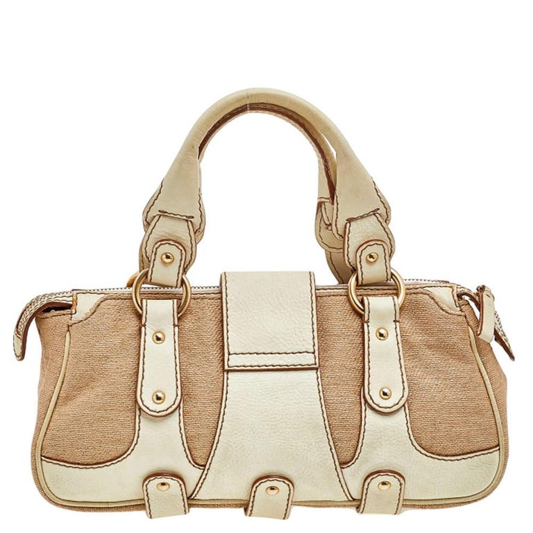 Valentino Cream/Beige Fabric And Leather VLogo Flap Shoulder Bag For ...