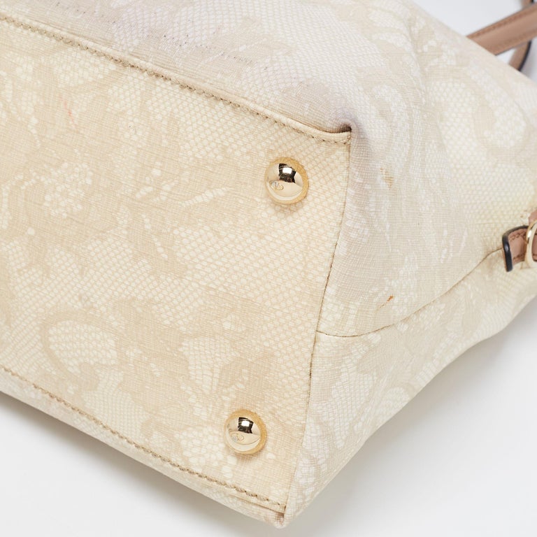 Valentino Cream/Brown Leather And Lace Bow Dome Bag For Sale at 1stDibs