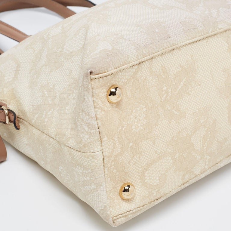 Valentino Cream/Brown Leather And Lace Bow Dome Bag For Sale at 1stDibs